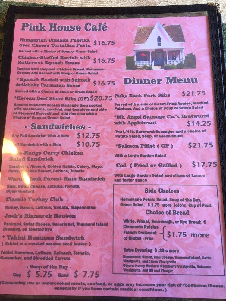 Menu at Pink House Cafe, Independence