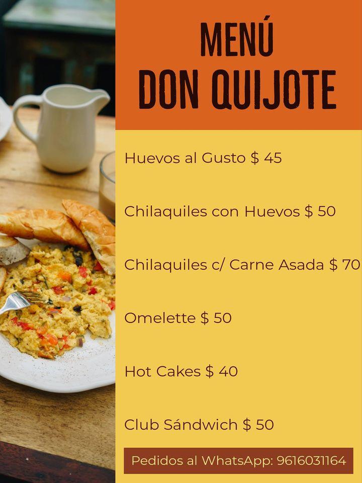 Menu at Restaurant Y Cafetería El Quijote, Huixtla