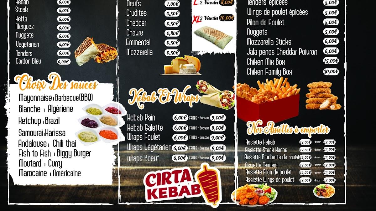 Menu au Snack kebab Cirta restaurant, L'Argentière-la-Bessée