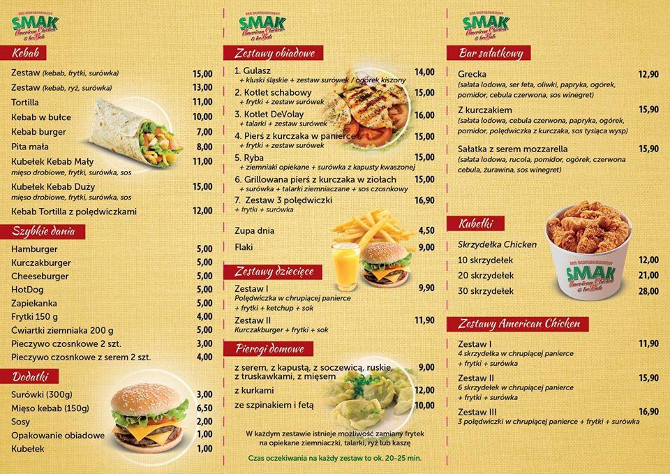 Menu at Bar Smak American Chicken & Kebab, Łosice