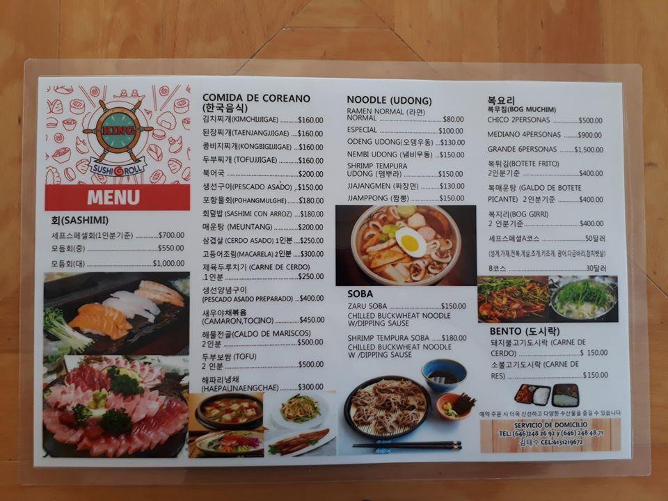Menu at King Sushi & Roll restaurant, Ensenada
