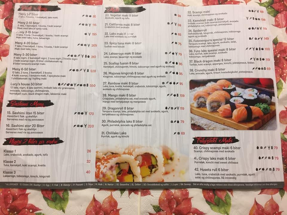 Menu at Oslo Tran Sushi restaurant, Oslo