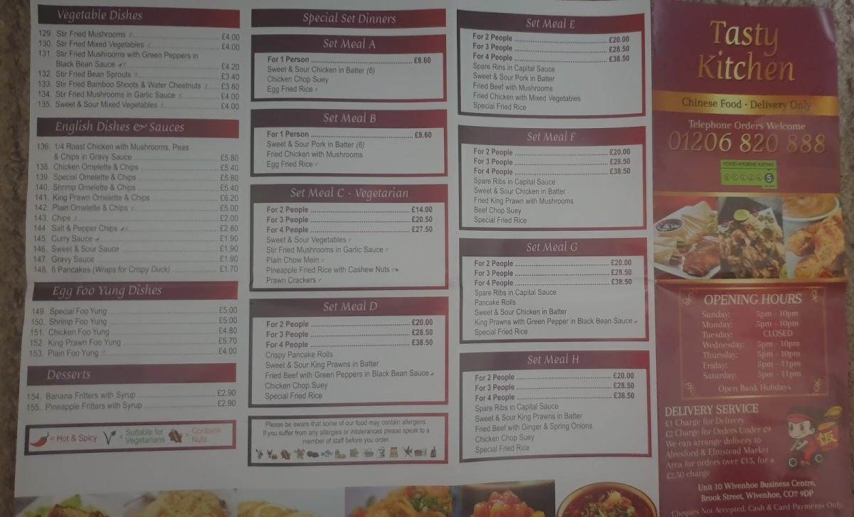 Menu at Wivenhoe Tasty Kitchen fast food, Wivenhoe