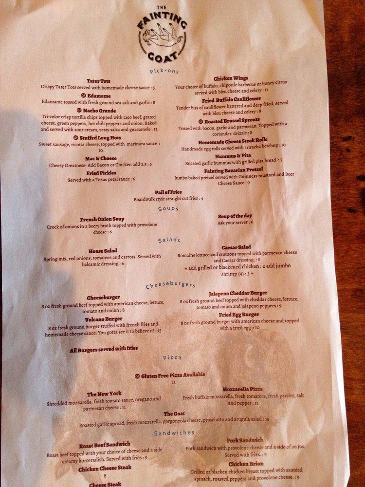 Menu at The Fainting Goat Bar and Restaurant, Glenolden