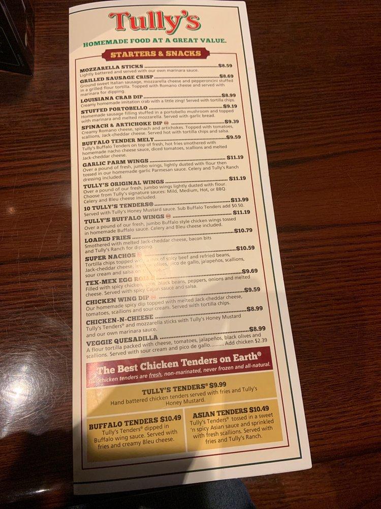 Menu at Tully's Good Times Cheektowaga pub & bar, Depew