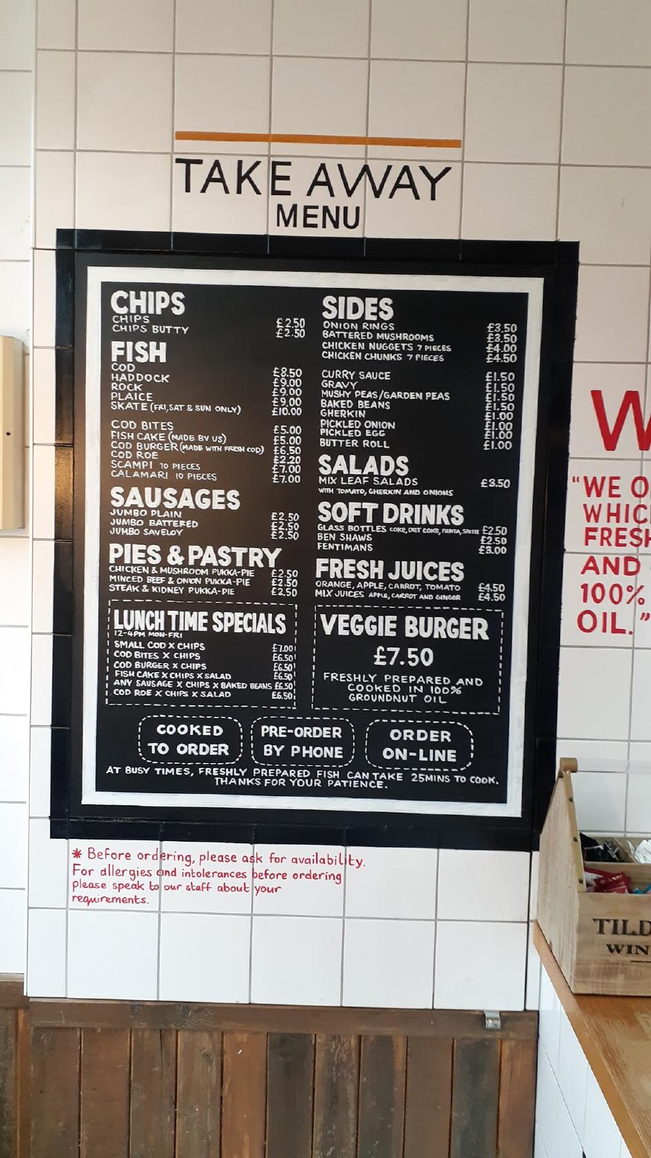 Menu at WHAT THE FISH (SHEEN) restaurant, London, 170 Upper Richmond Rd W