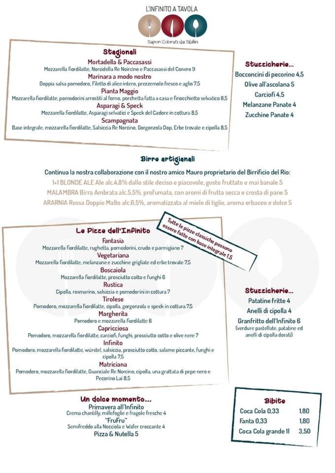 Menu da L’Infinito a Tavola ristorante, Italia