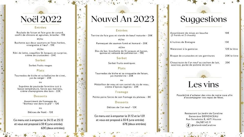Menu au Le Jardin de Caroline, Blegny