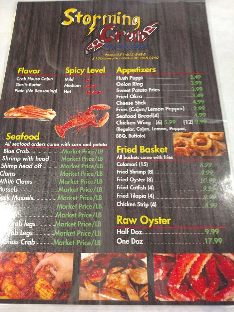 Menu at Storming Crab -Seafood Restaurant, Clarksville