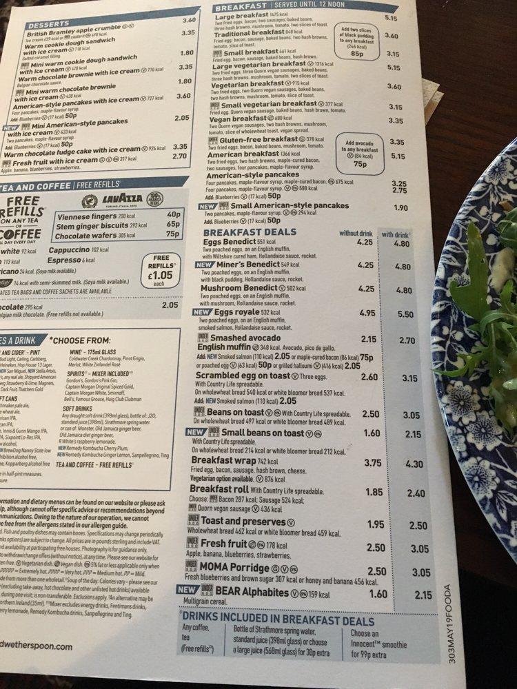 Menu at Thomas Sheraton pub & bar, Stockton-on-Tees