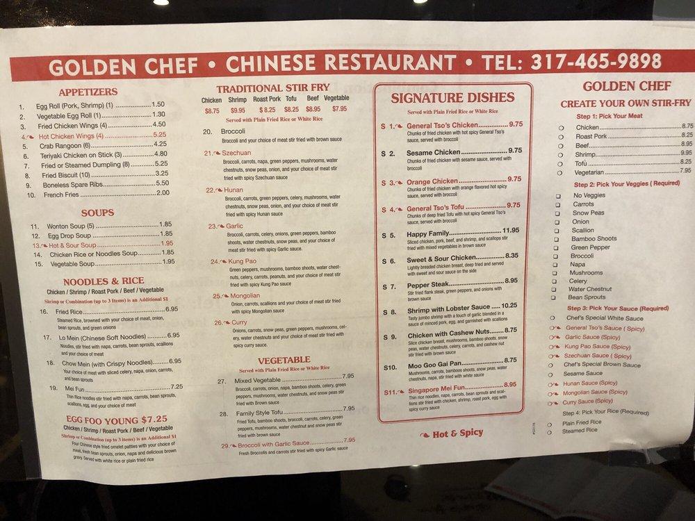 Menu at Golden Chef Chinese Restaurant, Indianapolis