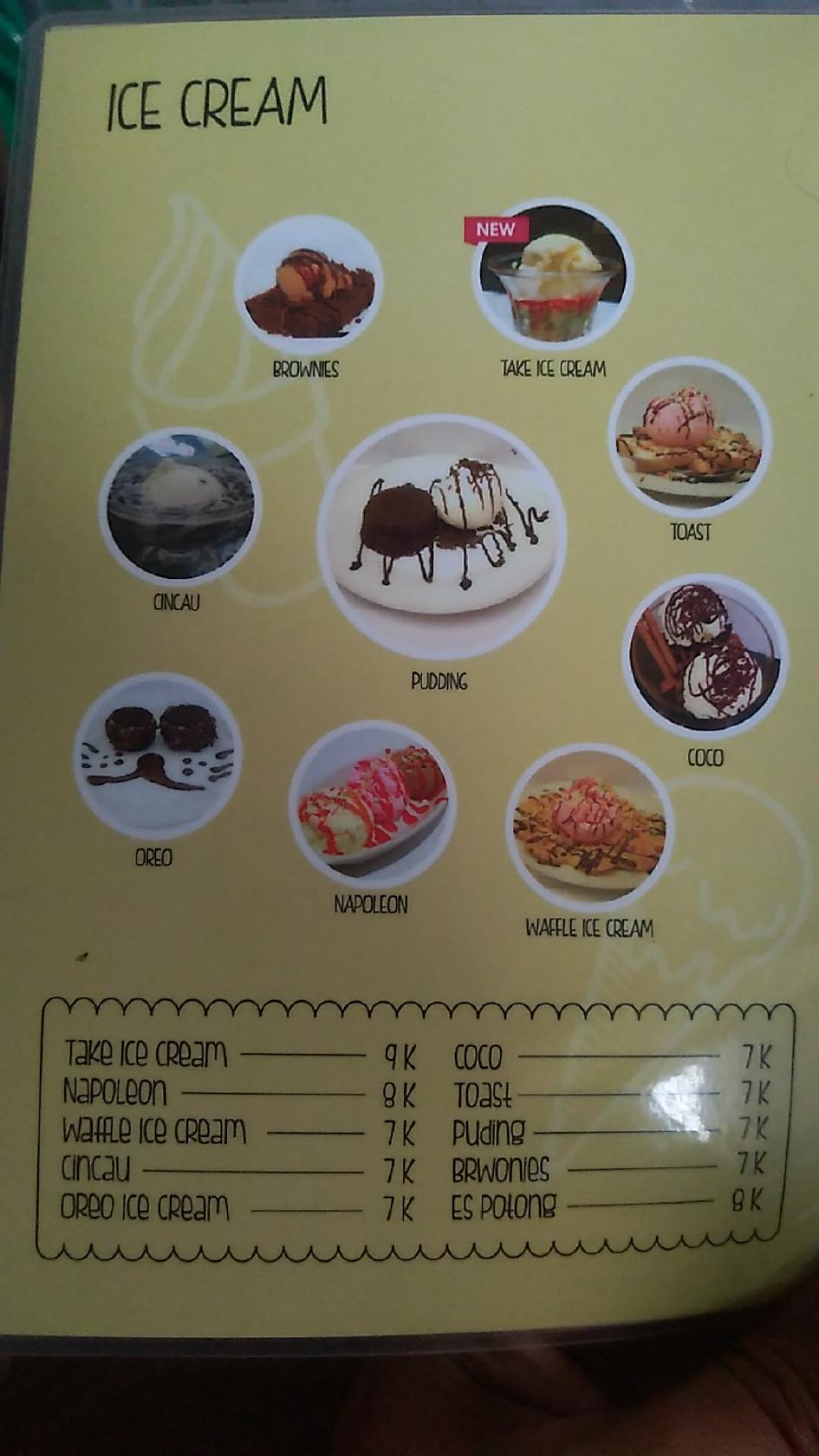 Menu at Ice CORNER cafe, Temanggung
