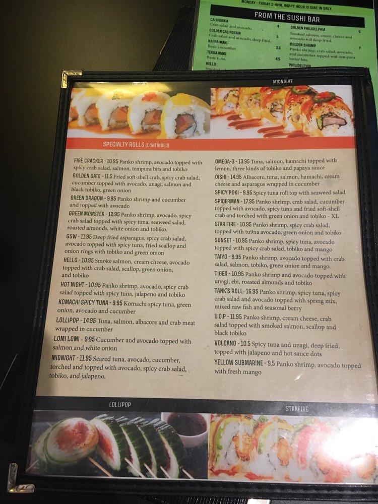 Menu at Sushi Komachi restaurant, Lodi