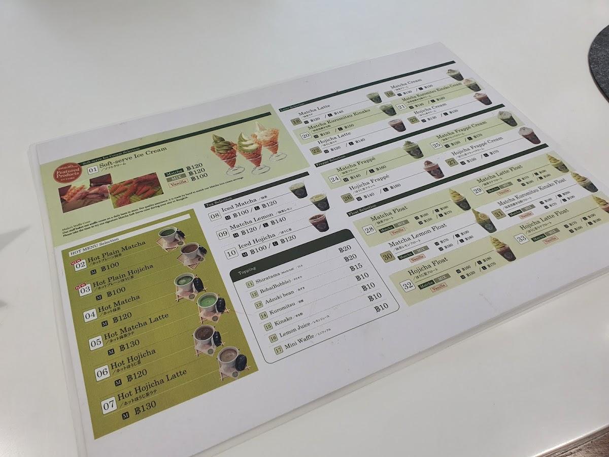 Menu at Matcha Cafe Maiko, Bangkok