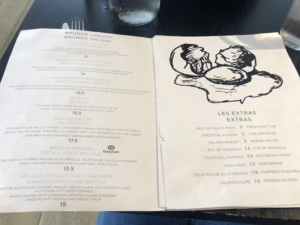 Menu au Barley Bar à Céréales, Montréal