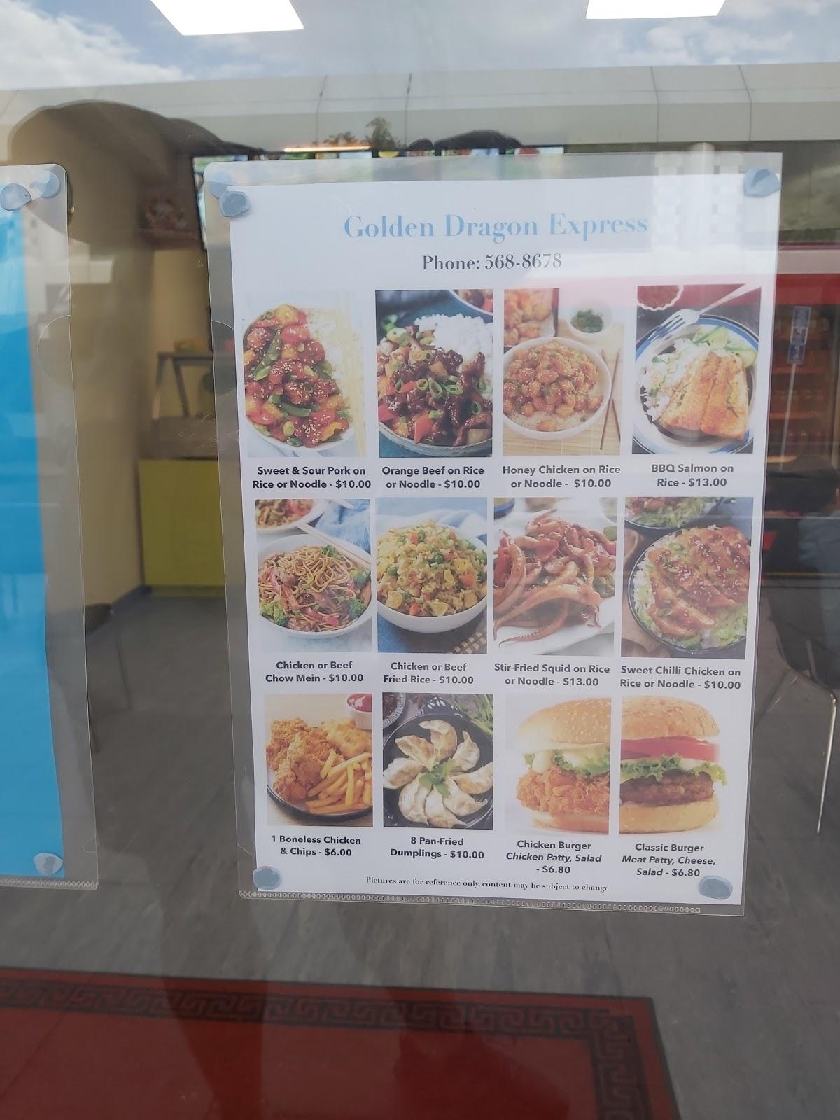 Menu at Golden Dragon Express restaurant, Wellington