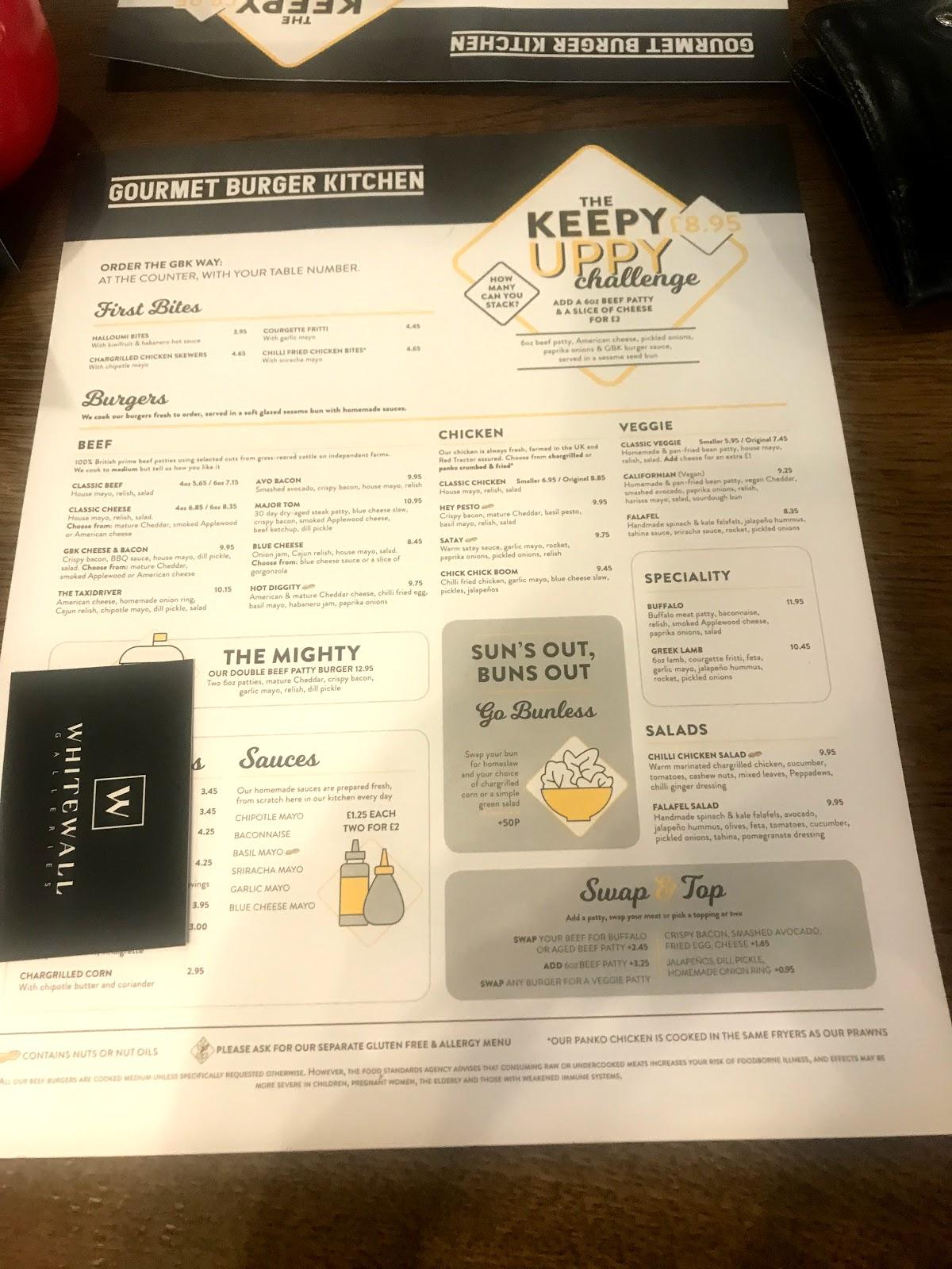 Menu at Gourmet Burger Kitchen (GBK) restaurant, Royal Leamington Spa ...
