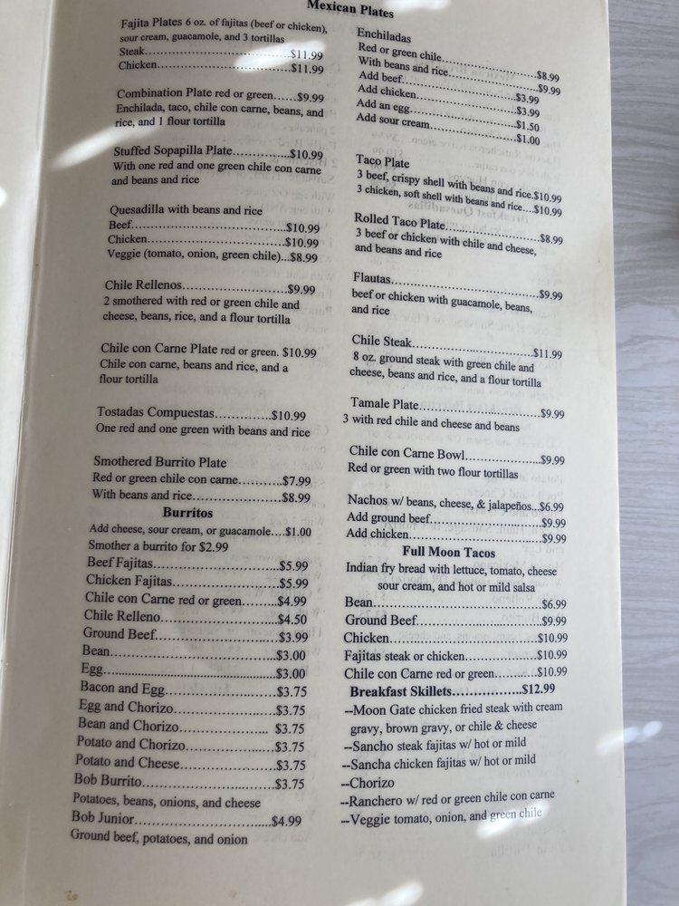 Menu at Moongate Cafe, Las Cruces, Bataan Mem W