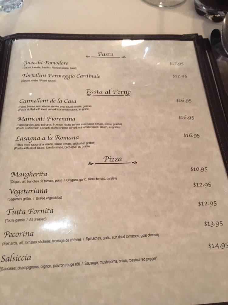 Menu at Bellissimo pub & bar, Dorval