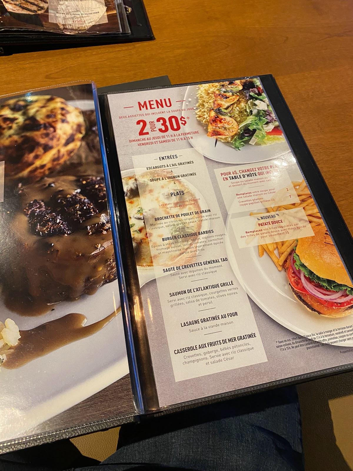 Menu at Barbies Resto Bar Grill - Sainte-foy, Québec City