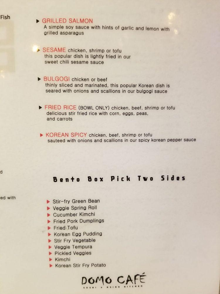Menu at Domo Café restaurant, Fort Walton Beach, Hurlburt Rd
