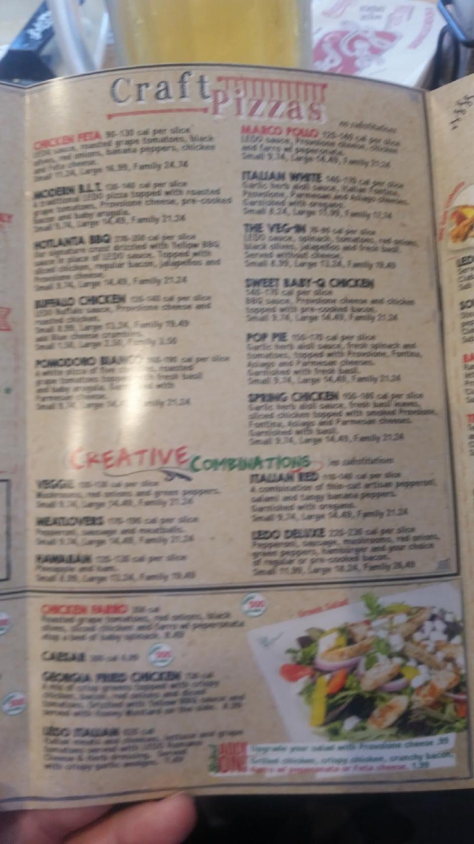 Menu at Ledo Pizza pizzeria, North Myrtle Beach