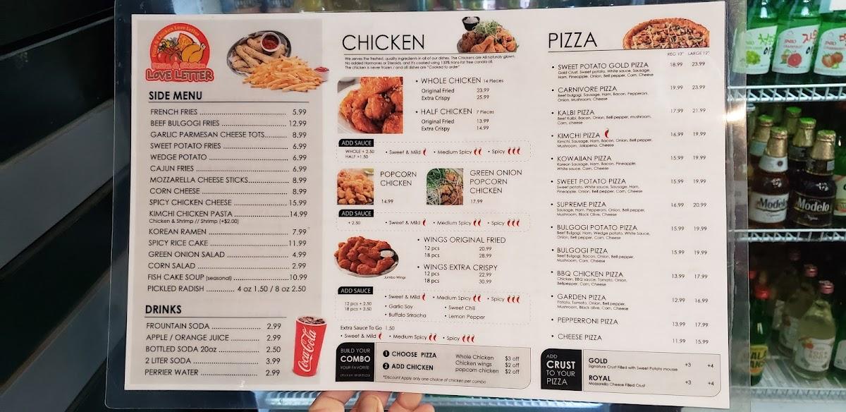 Menu at Love Letter Pizza & Chicken pizzeria, Chino Hills