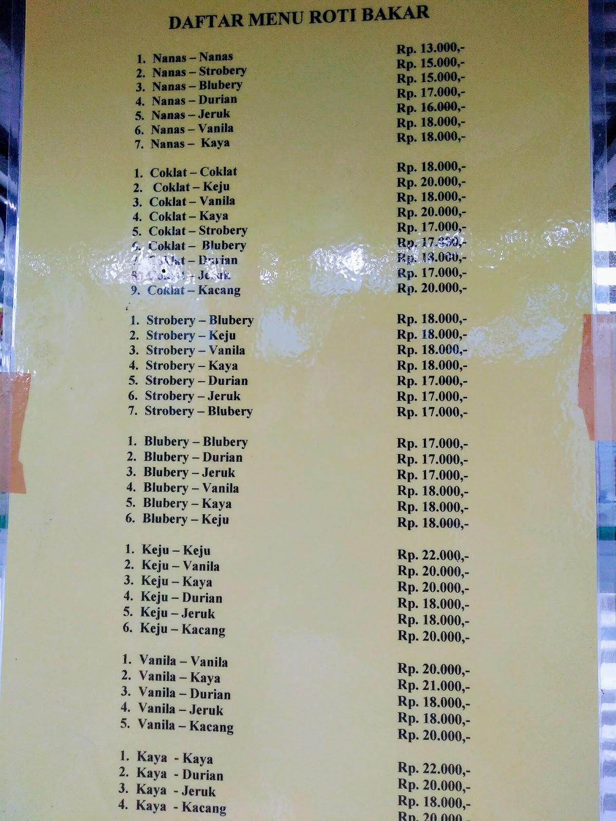 Menu at Roti Bakar Bandung Mas Erick, Makassar