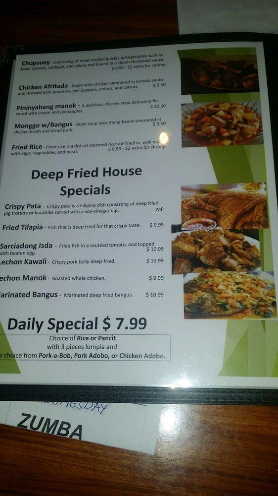 Menu at Ruby-Gin Filipino Restaurant, Pensacola, 2 N Old Corry Field Rd