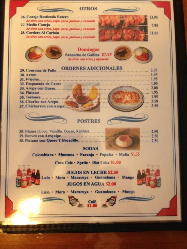 Menu at Brasa Roja Pulaski steakhouse, Chicago, N Pulaski Rd