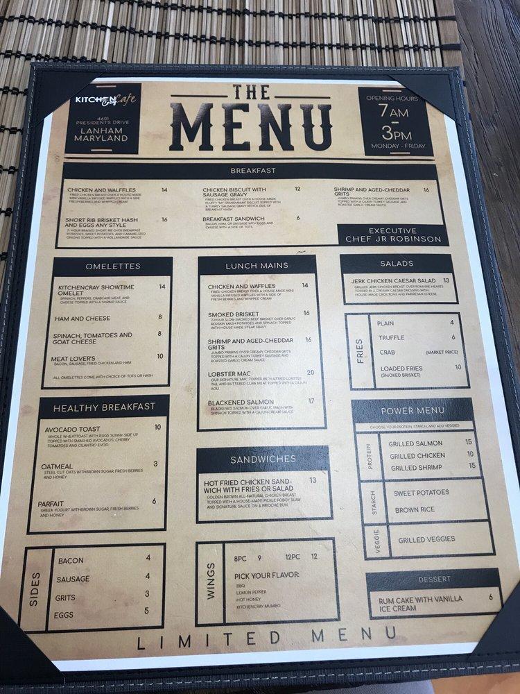 Menu at KitchenCray Cafe, Lanham