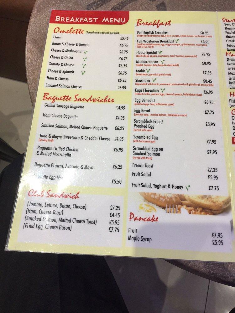 Menu at La Masseria cafe, London, 69 Upper Berkeley St