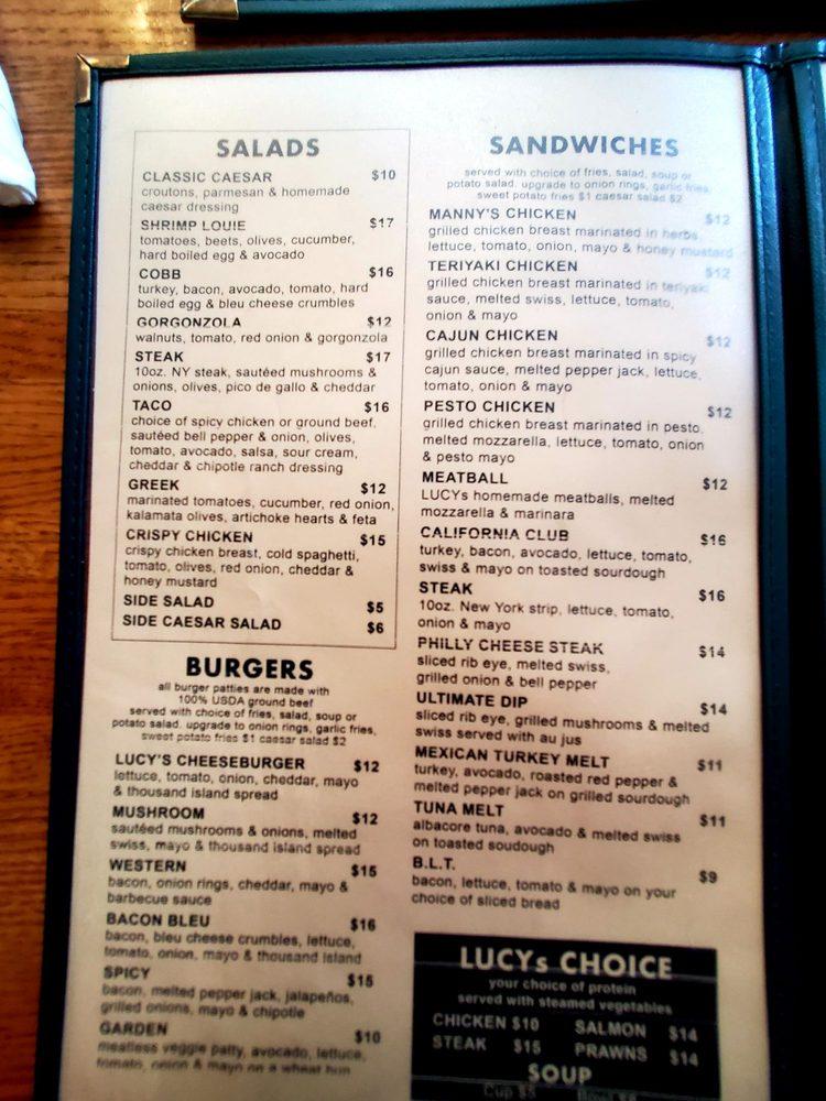 Menu at Lucy's Cafe, Rio Vista