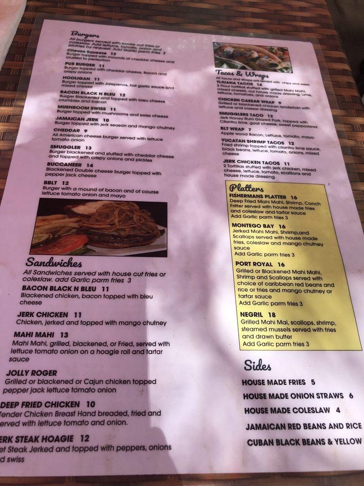 Menu at Smugglers Island Pub, Palm Harbor