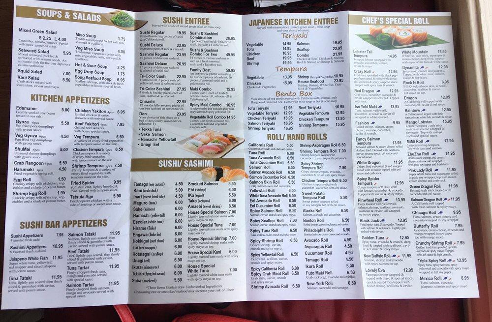 Menu at Song Asian Cuisine restaurant, New Buffalo