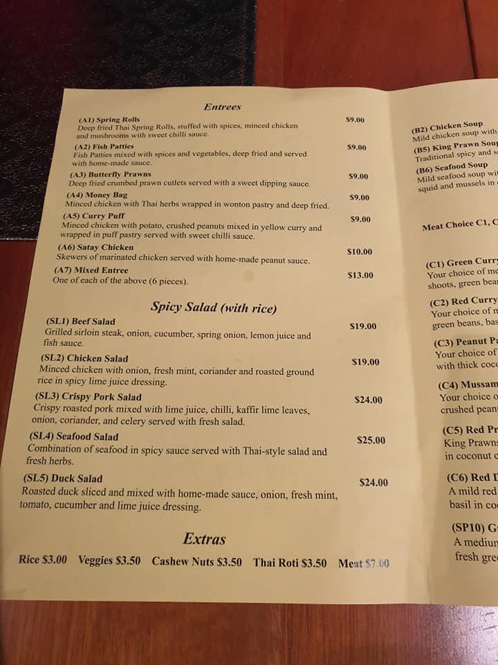 Menu at Thai Royal Restaurant Matamata, Matamata