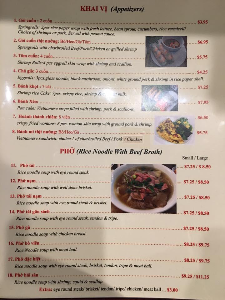 Menu at Việt Restaurant, El Paso, N Zaragoza Rd #107