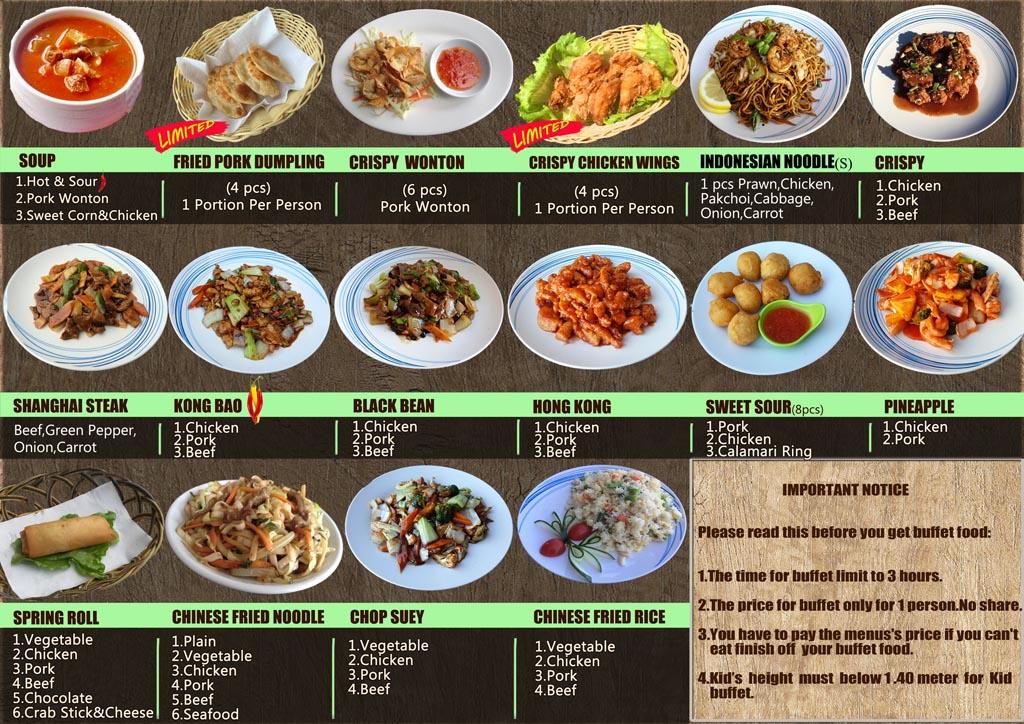 Menu at Wason Chinese Sushi restaurant, Cape Town