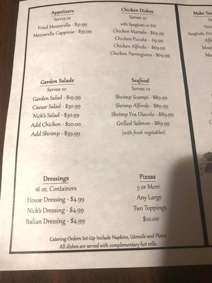 Menu at Bella Sera Italian Restaurant, Copperas Cove, 609 E US-190