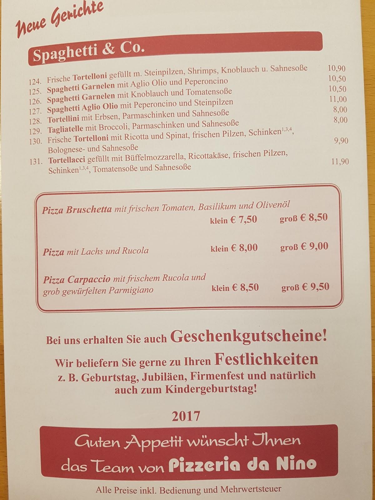 Speisekarte von Da Nino restaurant, Taunusstein