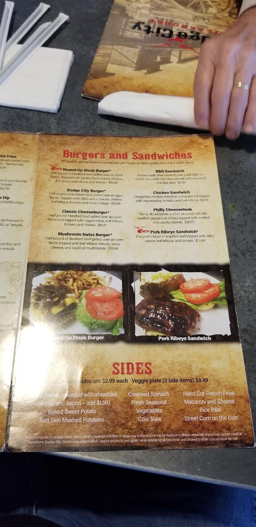 Menu at Dodge City Steakhouse Mount Airy, Mount Airy