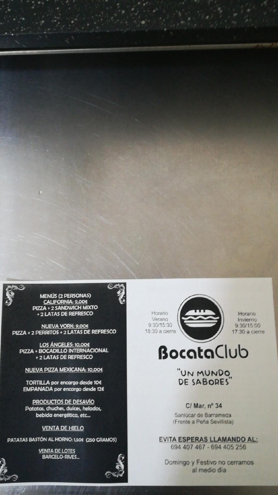 Carta de Bocata Club, Sanlúcar de Barrameda