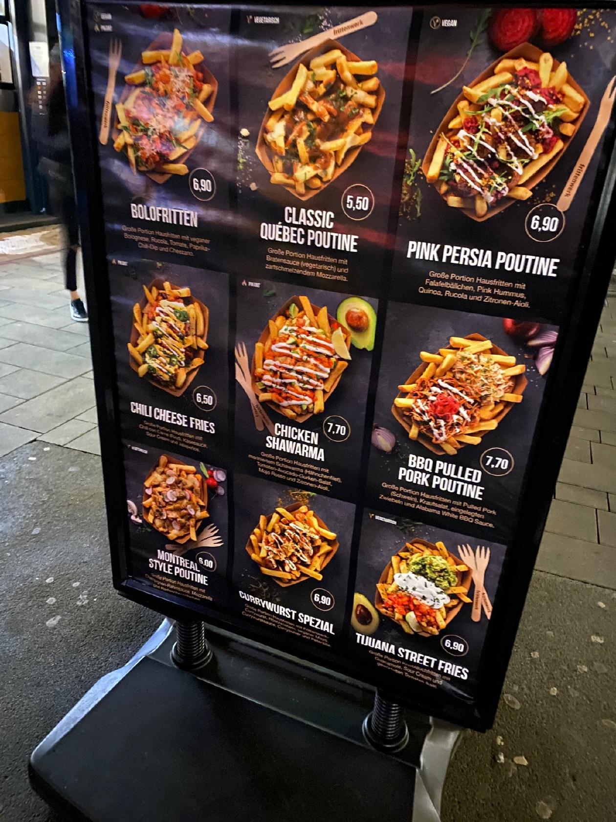 Speisekarte von Frittenwerk Bolkerstraße restaurant, Düsseldorf