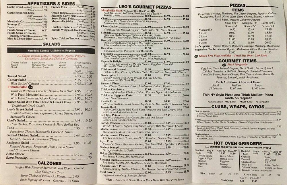 Menu at Leo's Pizza pizzeria, Wethersfield