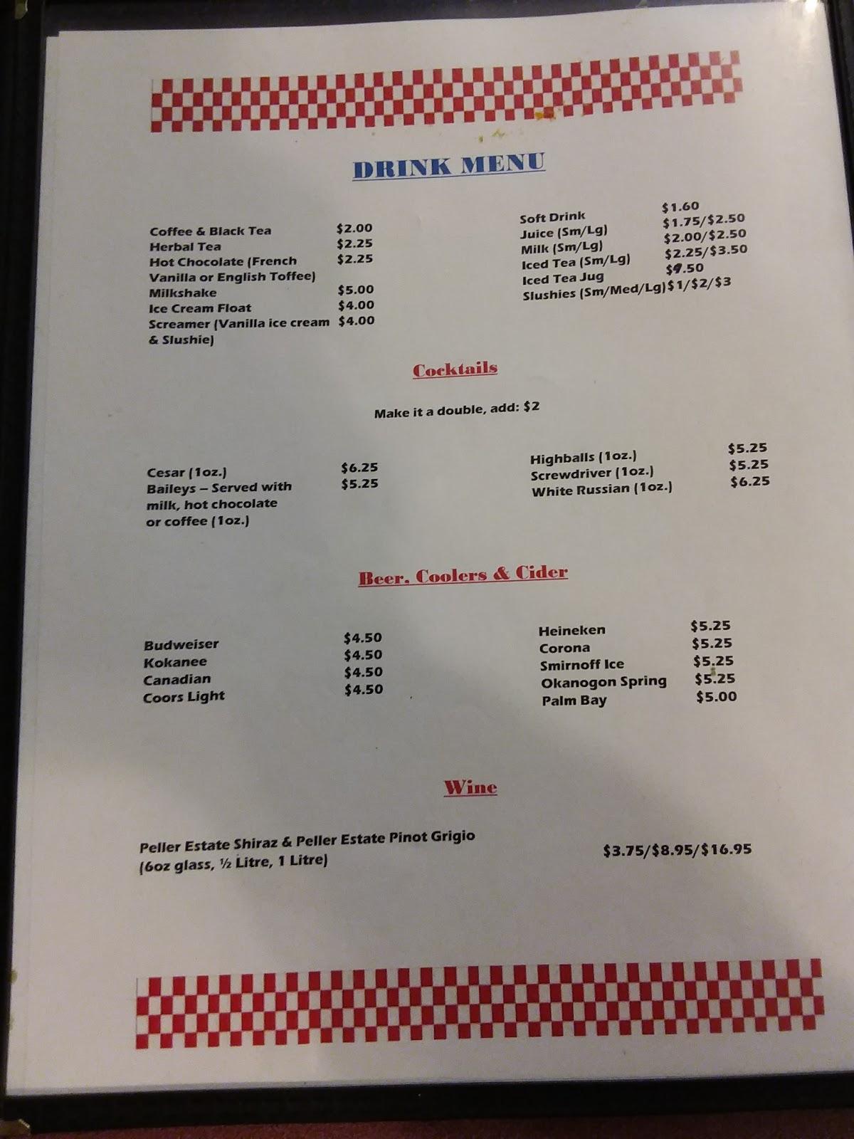 Menu at Phoenix Spirit Cafe, Bella Coola