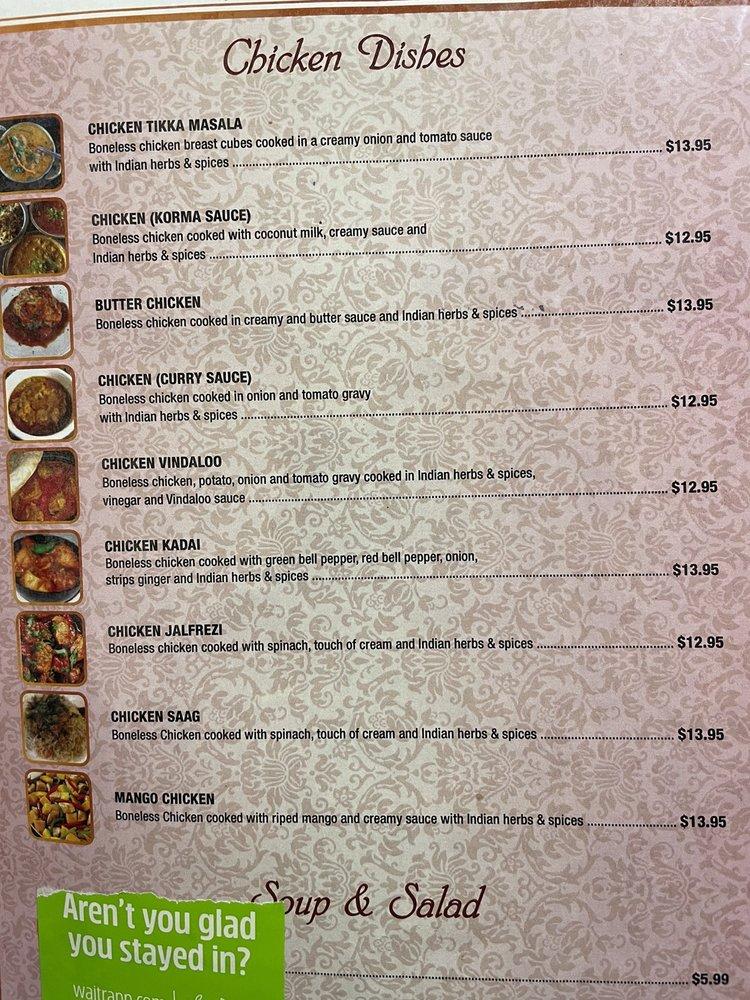 Menu at Taj Restaurant & Bar, Best North Indian food, Killeen