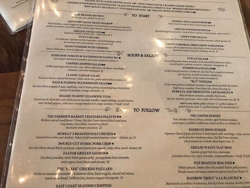 Menu at The Cooper pub & bar, Palm Beach Gardens