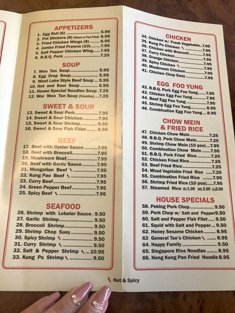 Menu at Asian Express restaurant, Pittsburg