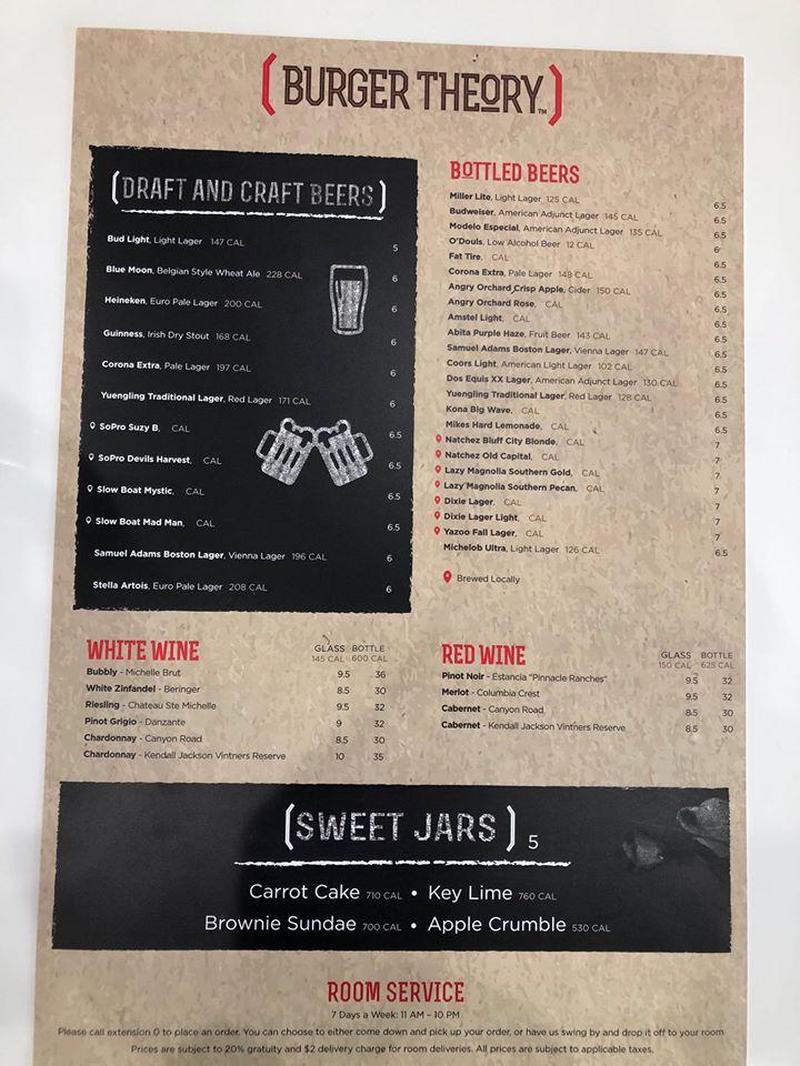 Menu at Burger Theory pub & bar, Hattiesburg