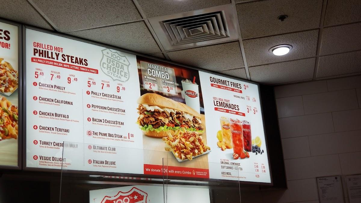 Menu at Charleys Cheesesteaks restaurant, Winchester